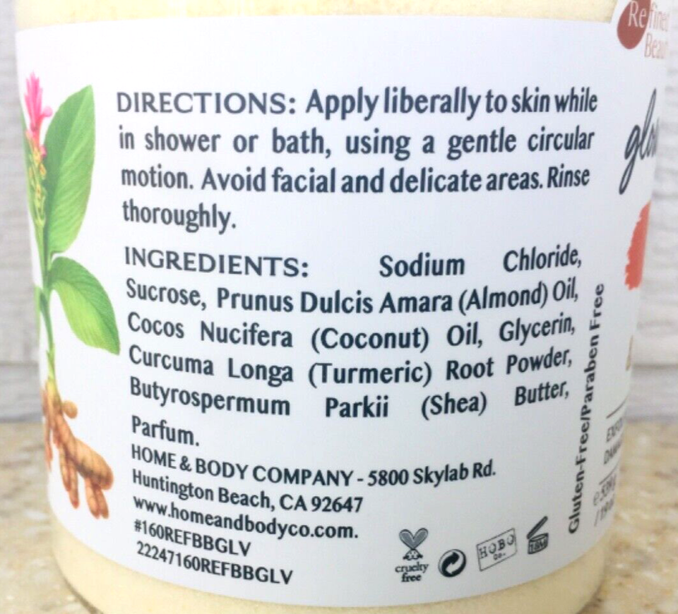 Refined Beauty Turmeric & Shea Butter LEMON VERBENA Glowing Body Scrub ...