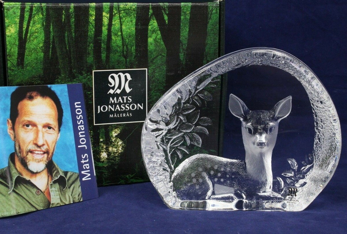 buy 100% authentic Vintage Mats Jonasson Maleras Crystal Art Glass Deer ...