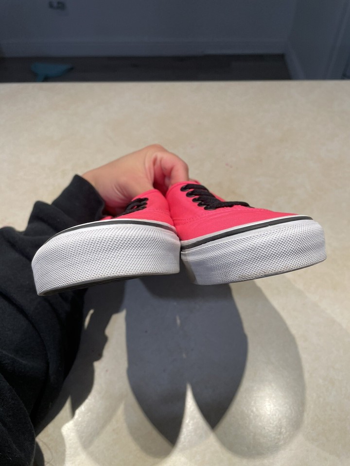 VANS Hot Pink Black Laces Skateboarding Walking Shoes Sneakers Woman ...