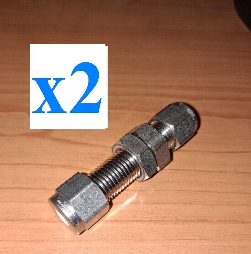 x2 NEW SWAGELOK SS-400-61BT Tube Fitting Bored-Through Bulkhead Union 1 ...