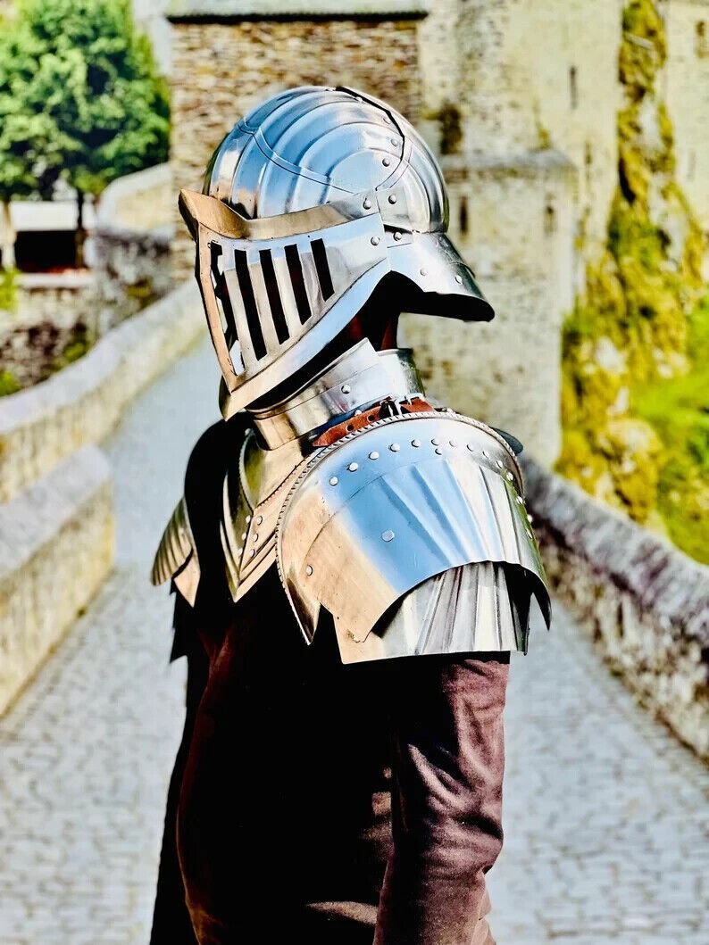 Knight Helmet Costume Flip Front Medieval Knight Helmet | Silver