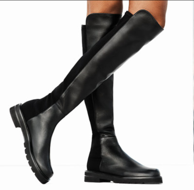 NEW STUART WEITZMAN BLACK 5050 LIFT OVER THE KNEE OTK LEATHER BOOTS SZ ...