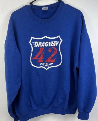Vintage Dragway 42 Drag Racing Sweatshirt Blue Lrg Cars Racing West ...