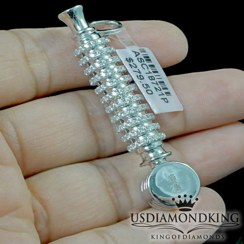 WHITE GOLD ON STERLING SILVER THREE DIMENSIONAL CIGAR PIPE CHARM ...