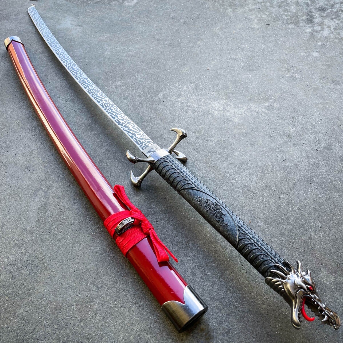 40" RED Dragon SAMURAI NINJA Bushido KATANA Japanese Four Claw Sword ...