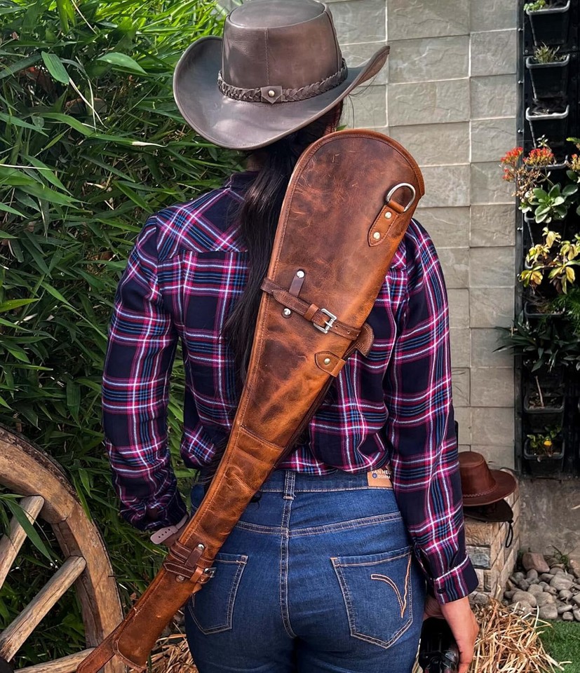 HULARA LEATHER RIFLE/SHOTGUN SCABBARD HUNTING STORAGE HORSE/CAR ...