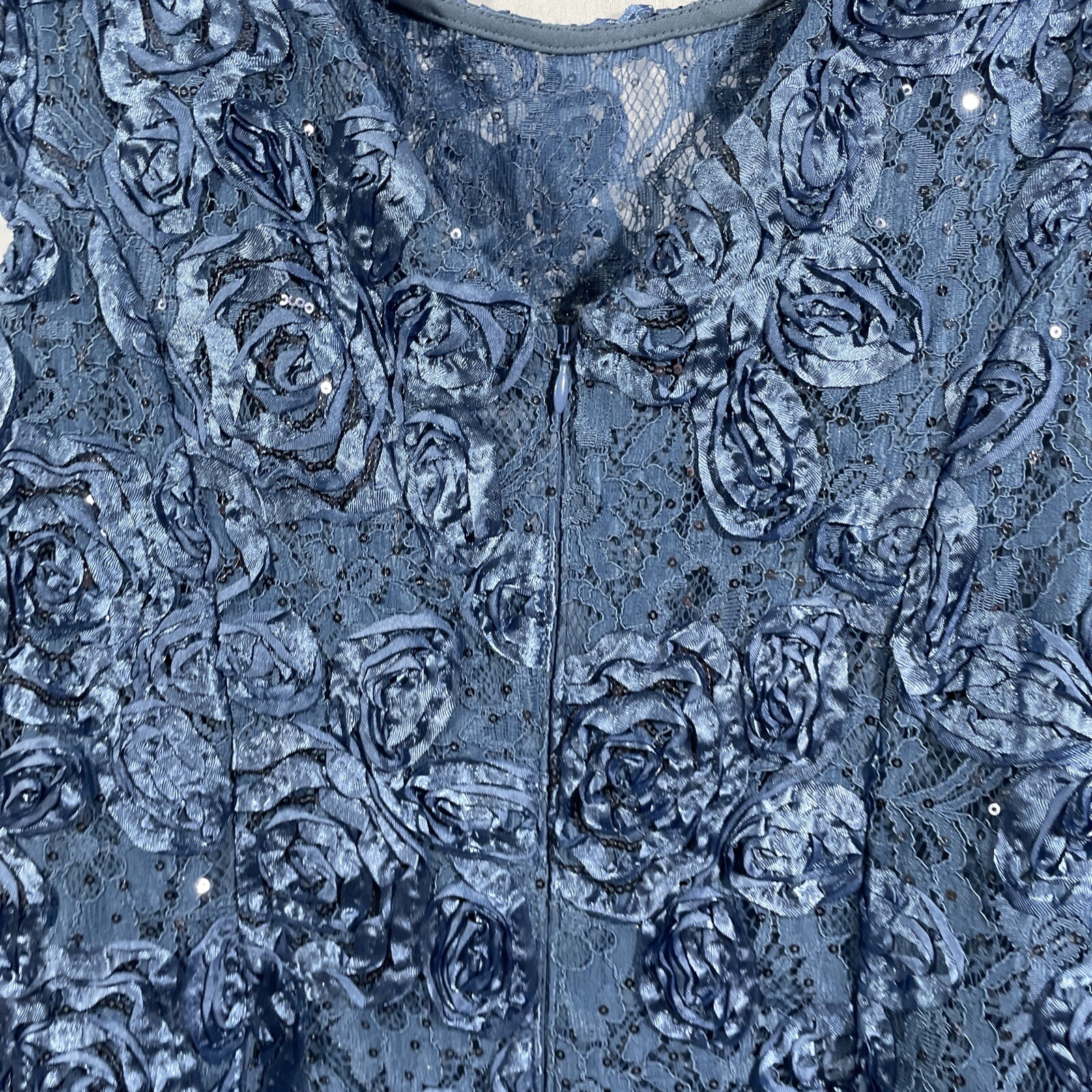 NWT $219 Alex Evenings [ 12 ] Sequin Rosette Dress in Brush Periwinkle ...