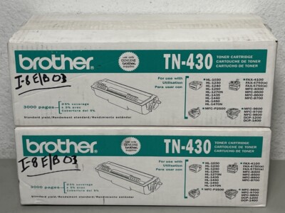 Set of 2 Genuine Brother TN-430 Black Toner Cartridges - Factory Sealed ...