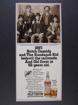 1974 Old Crow Bourbon Wild Bunch Butch Cassidy Sundance Kid photo ...