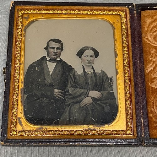1/6 Plate Ambrotype Photo Early 1850 Young Couple Union Case Excellent ...