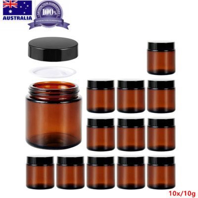 10g Amber Glass Jar Container Set Of 10 Cosmetic Cream Lotion Hand ...