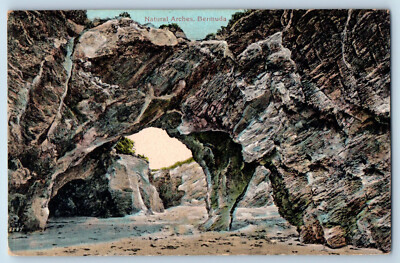 Bermuda Postcard Natural Rock Arches and Beach View 1928 Vintage Posted ...