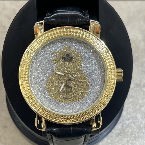New Diamond Maxx Money Bag Gold Tone Watch- With Lab Created Diamonds ...