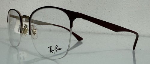 Ray-Ban RB 6422 3007 Half Rim Eyeglasses Glasses Matte Red on Gold 51mm ...