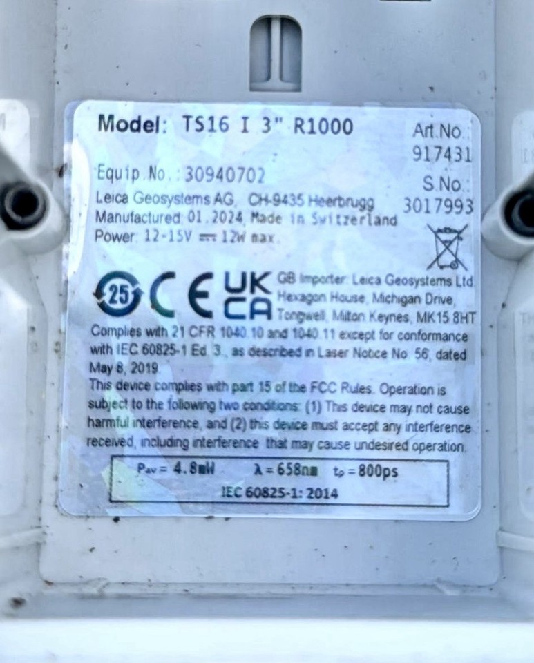 Leica TS16 I 3" R1000 Robotic Survey Total Station, ATR, AutoHeight, No ...