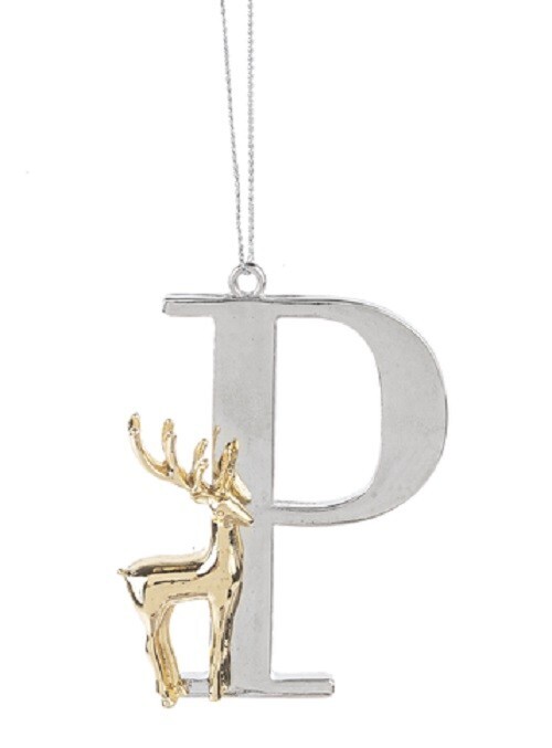 Ganz Elegant Silver Monogram Letter "P" Ornament Accented w/Gold ...