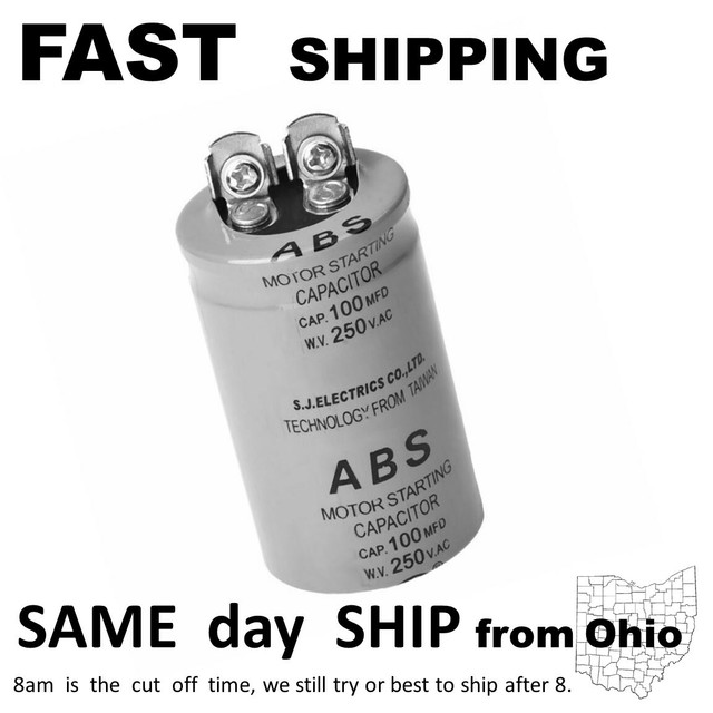 100MFD 100uF 100 micro farad 250V AC (max) Motor Starting Capacitor CAP ...