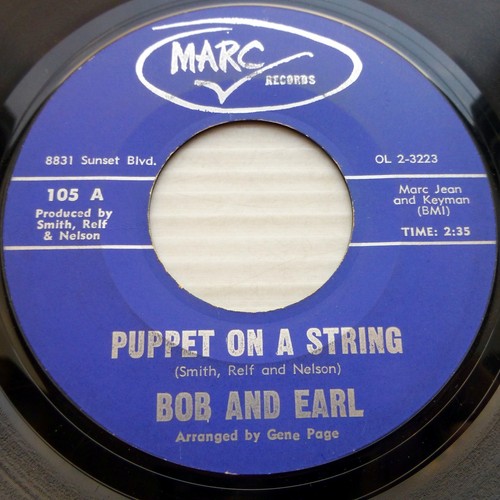 Bob Et Earl Soul Popcorn Marc 45 Puppet On A String B/W My Woman DM188 ...