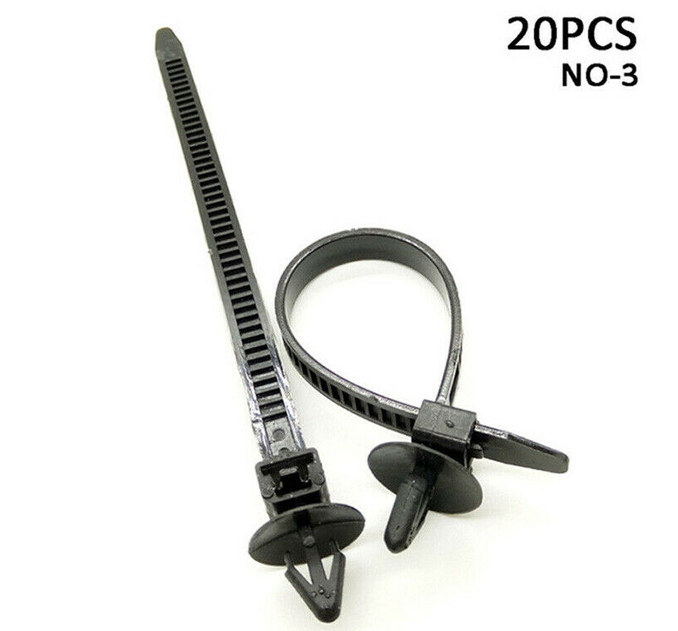 100 PCS Car Line Cable Ties Zip Tie Push Rivet Clip Wiring Loom Harness ...