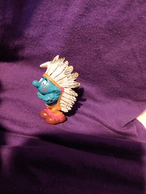 Smurfs Indian Chief Smurf Figure 20114 Rainbow Feather RARE VARIANT ...