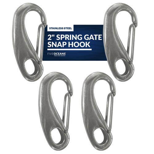 2" Snap Hook, 4-Pack Spring Gate Snap Hook, 316 Stainless Steel, for ...