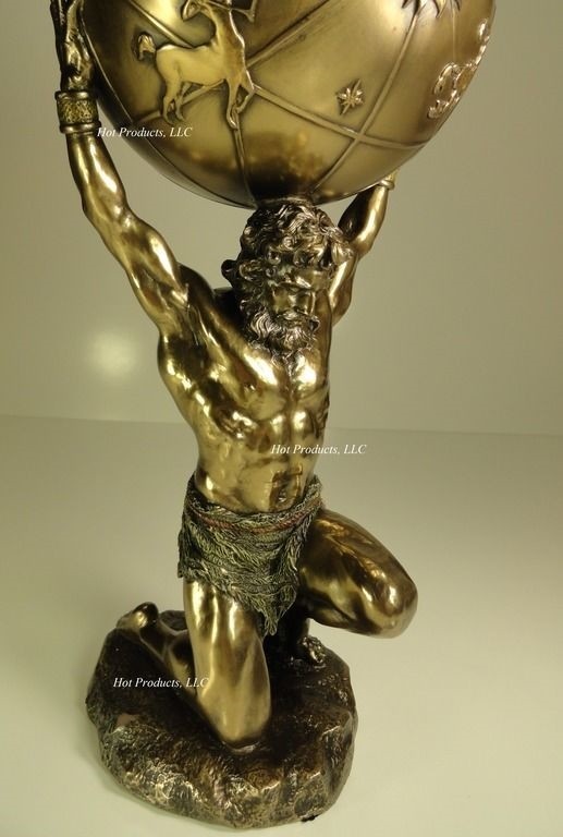 12 3/4 Greek Atlas God Carrying Earth Trinket Box Statue Sculpture ...