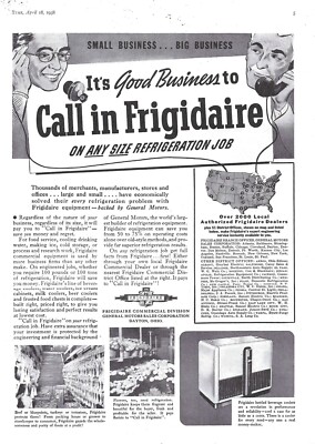 1938 Frigidaire Good Business Refrigeration Job Vintage Magazine Print ...