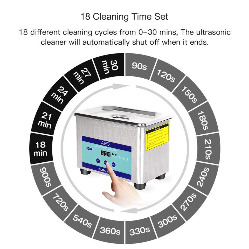 Digital Ultrasonic Cleaner Timer Stainless Steel Cotainer 0.8/2/3.2/6.5 ...
