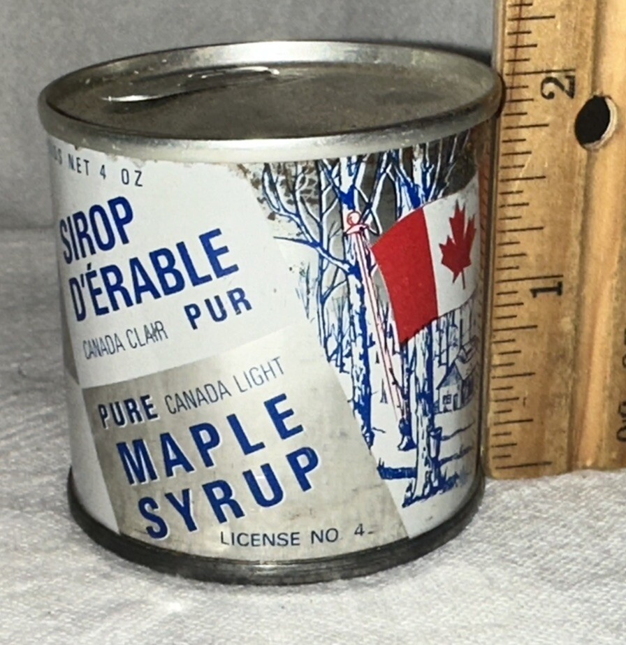 ANTIQUE UNOPENED CANADIAN PURE MAPLE SYRUP TIN LITHO CAN QUEBEC CANADA ...