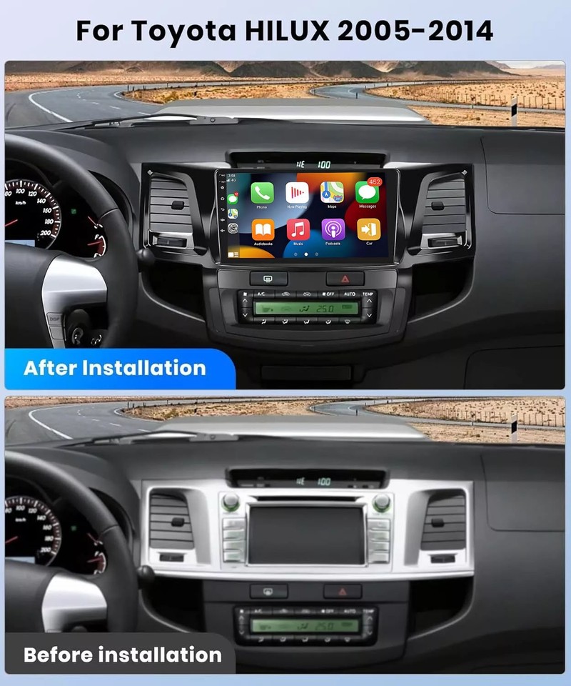 6+128G WIRELESS CARPLAY HEAD UNIT FOR TOYOTA HILUX N70 GPS CAR RADIO ...