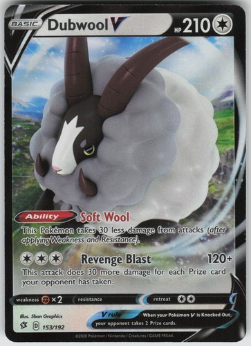Dubwool V Ultra Rare SWSH02: Rebel Clash 153/192 Pokemon | eBay