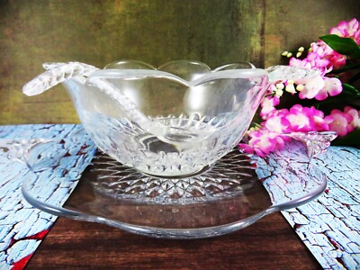 Duncan Miller Glass Bowl Underplate Spoon Diamond Stem Pattern 5375 Vtg ...