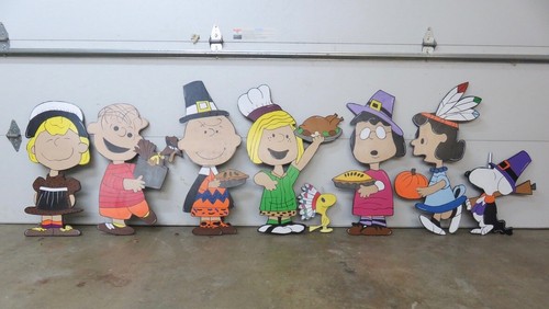 PEANUTS THANKSGIVING Wood Outdoor Lawn Yard Art Sign, Set Of 8, Charlie ...