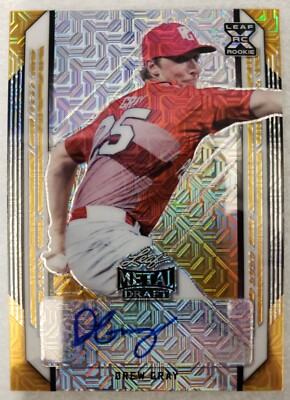 Drew Gray 2021 Leaf Metal Draft GOLD MOJO Autograph #1/1. True 1/1 ...