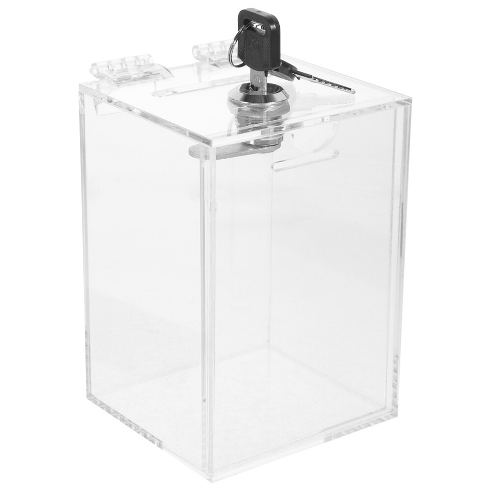 Locking Money Tip Jar Acrylic Money Bank Transparent Acrylic Money Box ...