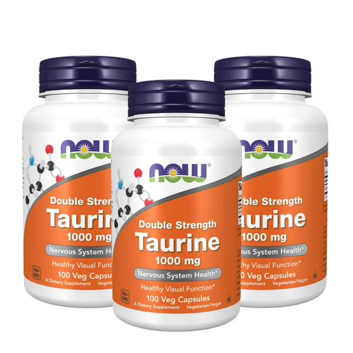 NOW Food Taurine 1,000mg Double Strength Nervous System 100 Veg ...