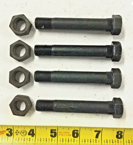 (4) Trailer leaf spring shackle bolts 9/16"-18 x 3-1/2" w/ lock nuts ...