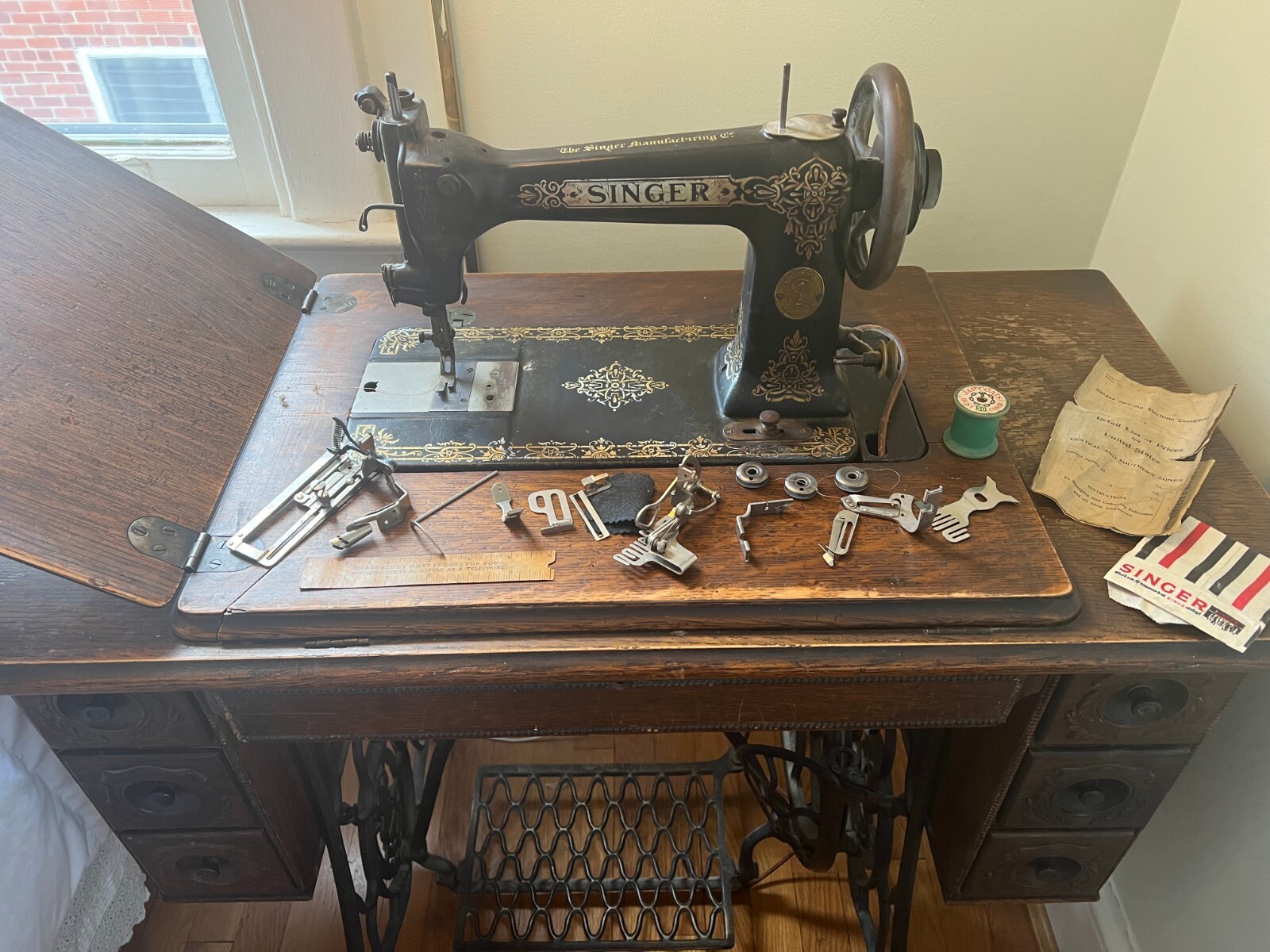 Vintage Singer 9W Sewing Machine with 7 Drawer Cabinet | eBay