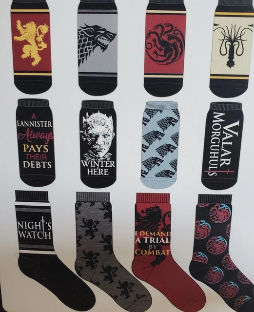 Game of Thrones HBO Winter Is Coming 4 Crew and 8 Low Cut Socks Mens 6 ...