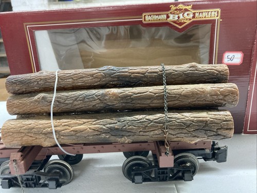 BACHMANN G SCALE BIG HAULER SKELETON LOG CAR W/LOGS IN BOX 98490 see ...