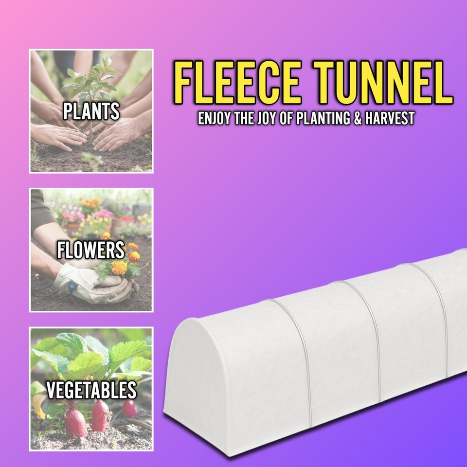 GARDEN FLEECE GROW TUNNEL PLANT VEGETABLE PROTECTION DURABLE BREATHABLE ...