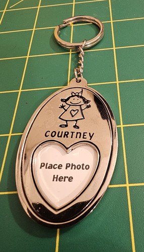 Courtney Photo Frame Heart Keychain Silvertone Metal Stick Girl Keyring ...