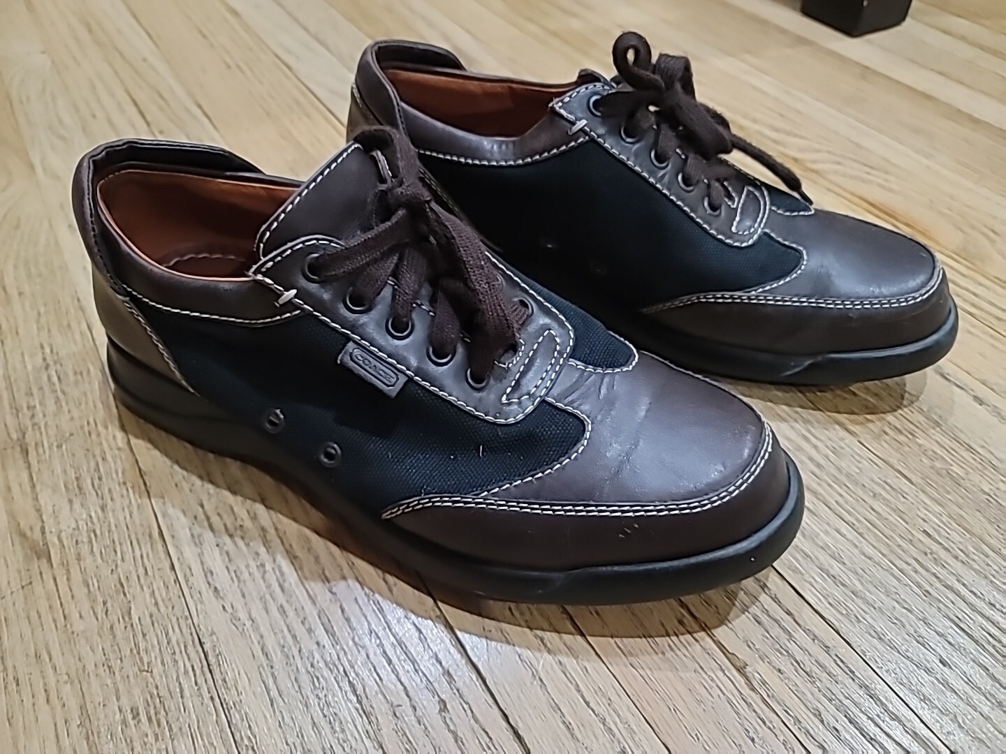 COACH Men's Shoes 9D Timothy Brown Leather/Canvas Low Top Lace Sneakers ...