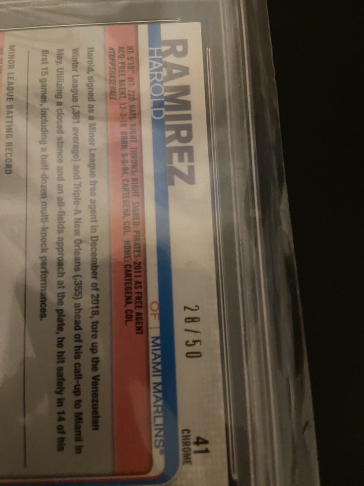 2019 Topps Chrome Update Gold Refractor 48/50 Harold Ramirez #41 Rookie ...