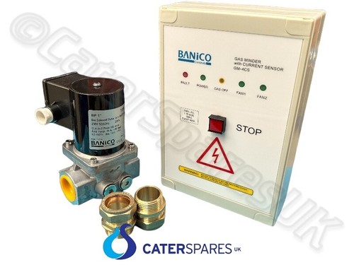 28MM COMMERCIAL GAS INTERLOCK SYSTEM KIT 1" SOLENOID VALVE BUILT IN FAN ...