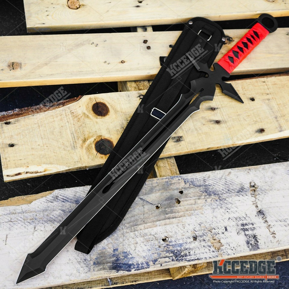 25.75" FULL TANG RAZOR SHARP NINJA SWORD FULL EDGE SPEAR POINT BLADE w ...