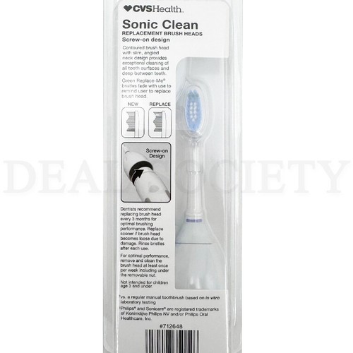 CVS Health Sonic Clean Replacement Brush Heads 2 Count Each Lot of 3 | eBay