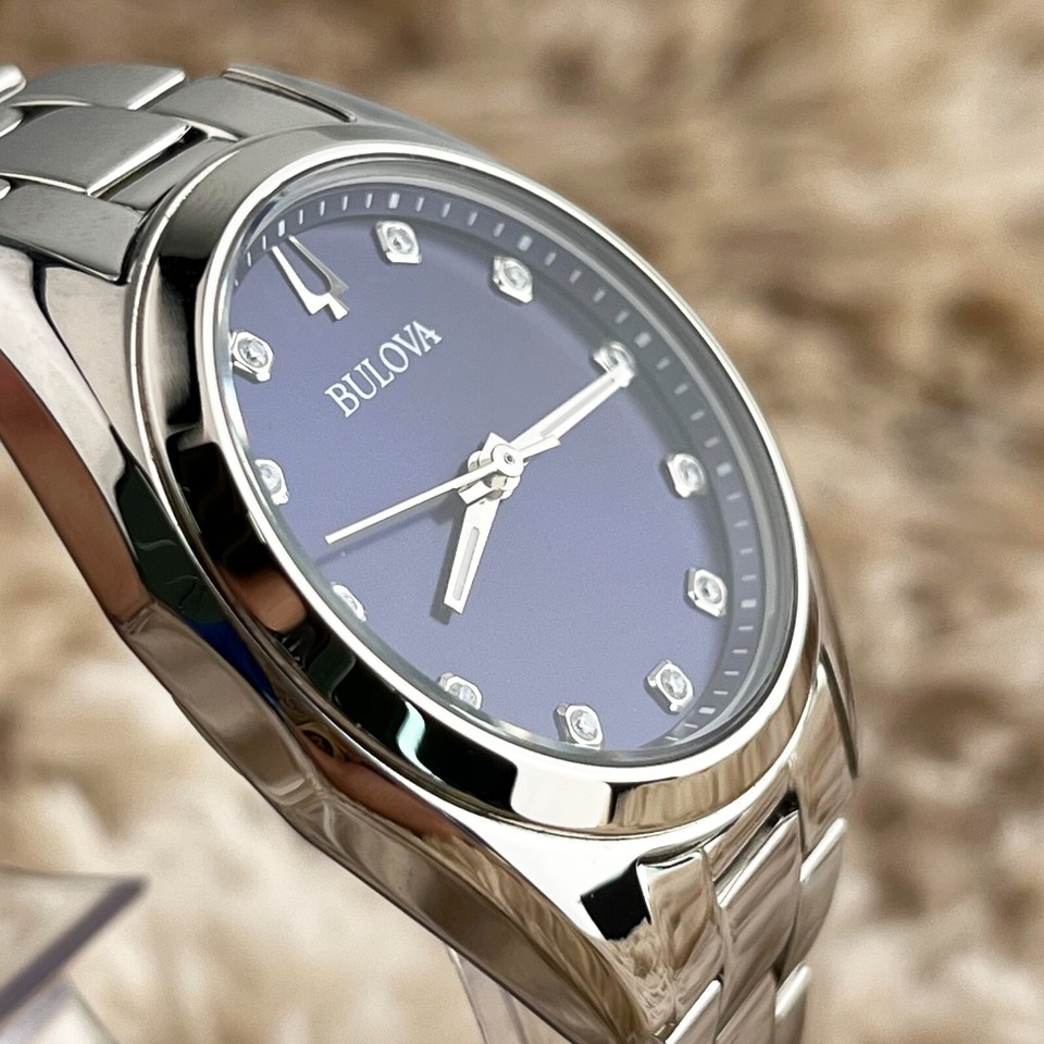 Bulova Surveyor Diamond Blue Dial Stainless Steel Strap Women's Watch ...