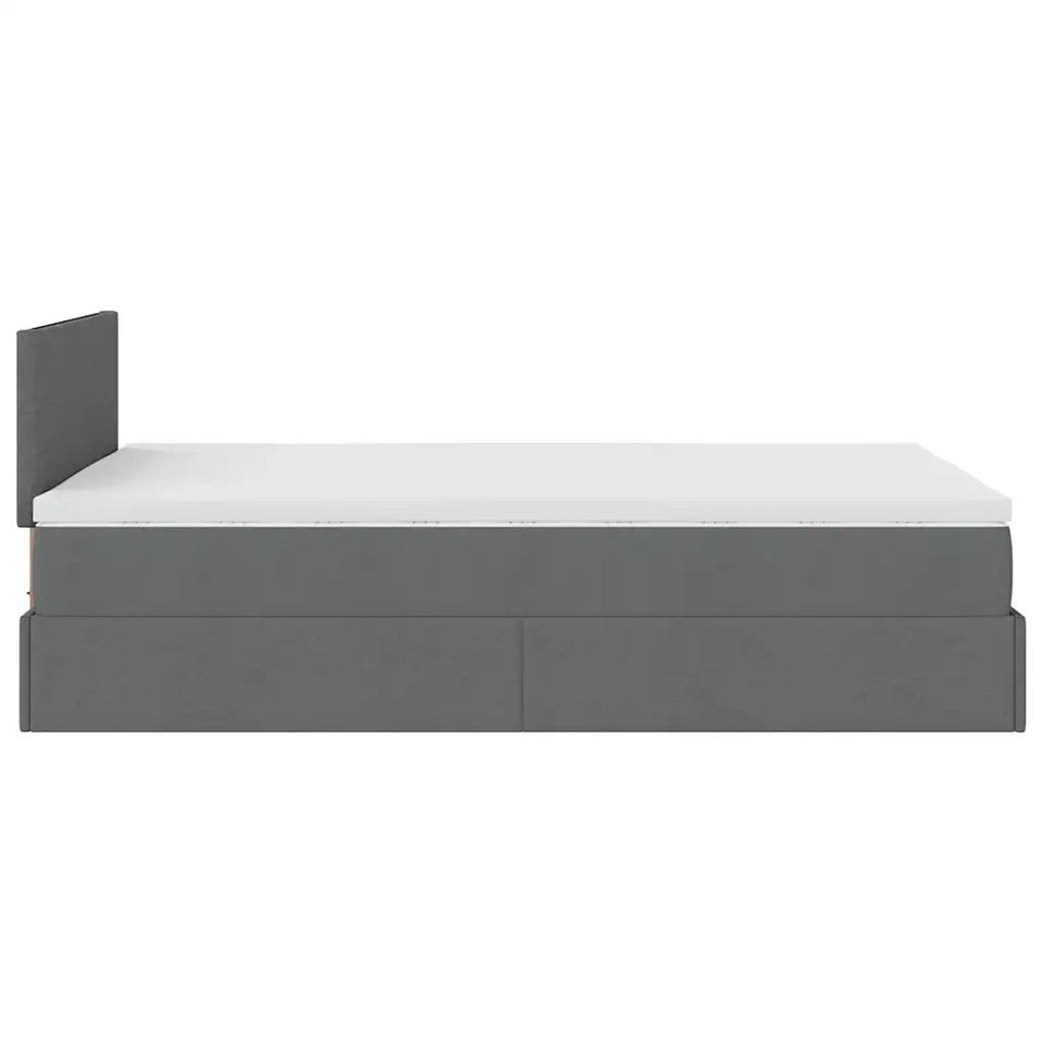 Ottoman Bed Frame with Mattress Dark Grey King Single Storage LED ...