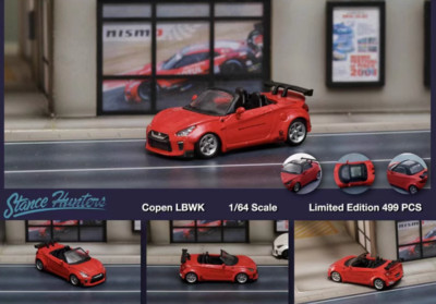 SH 1:64 Red LBWK Copen GTR Convertible Sports Model Diecast Metal K Car ...